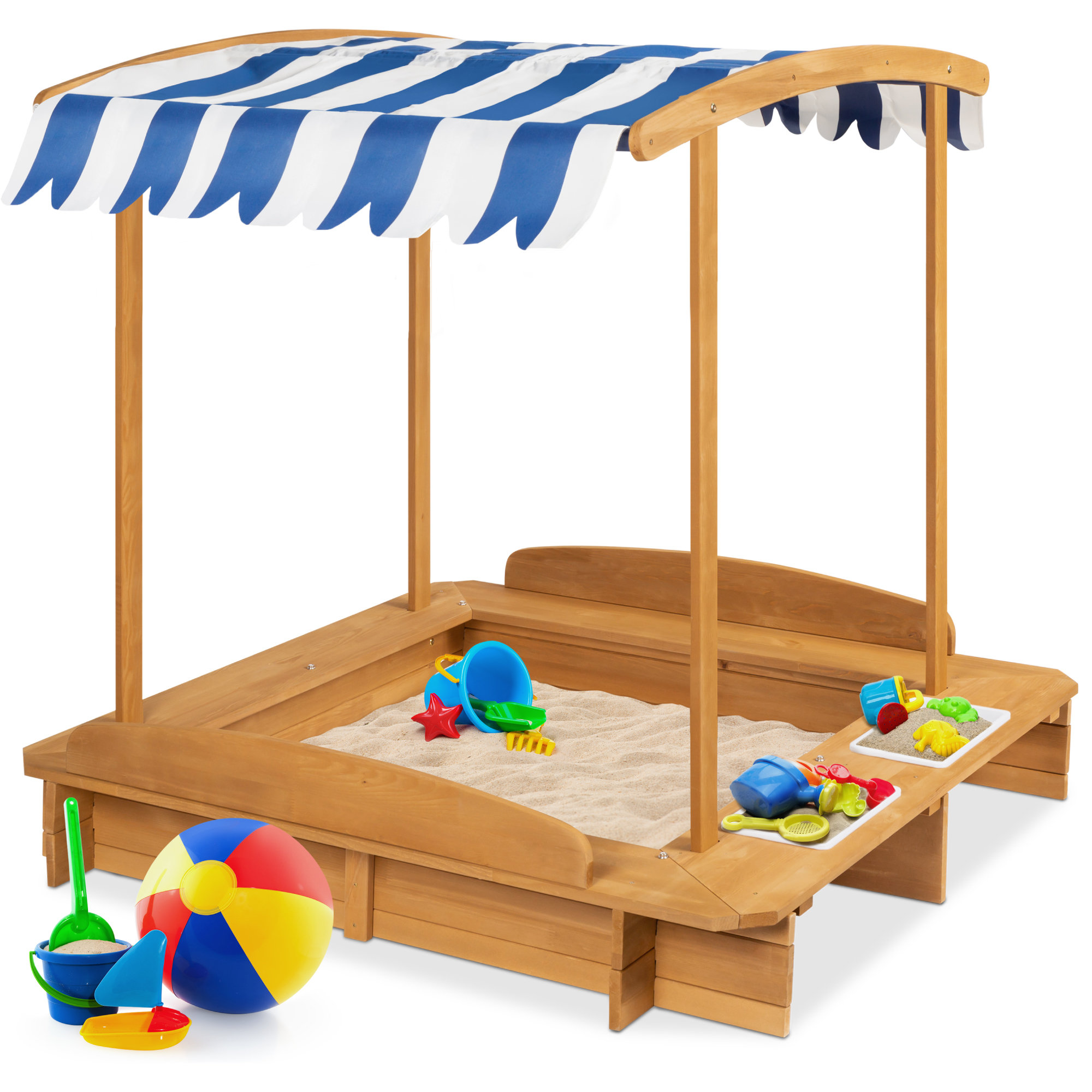 Best Choice Products 46.25" x 46.25" Solid Wood Square Sandbox with ...