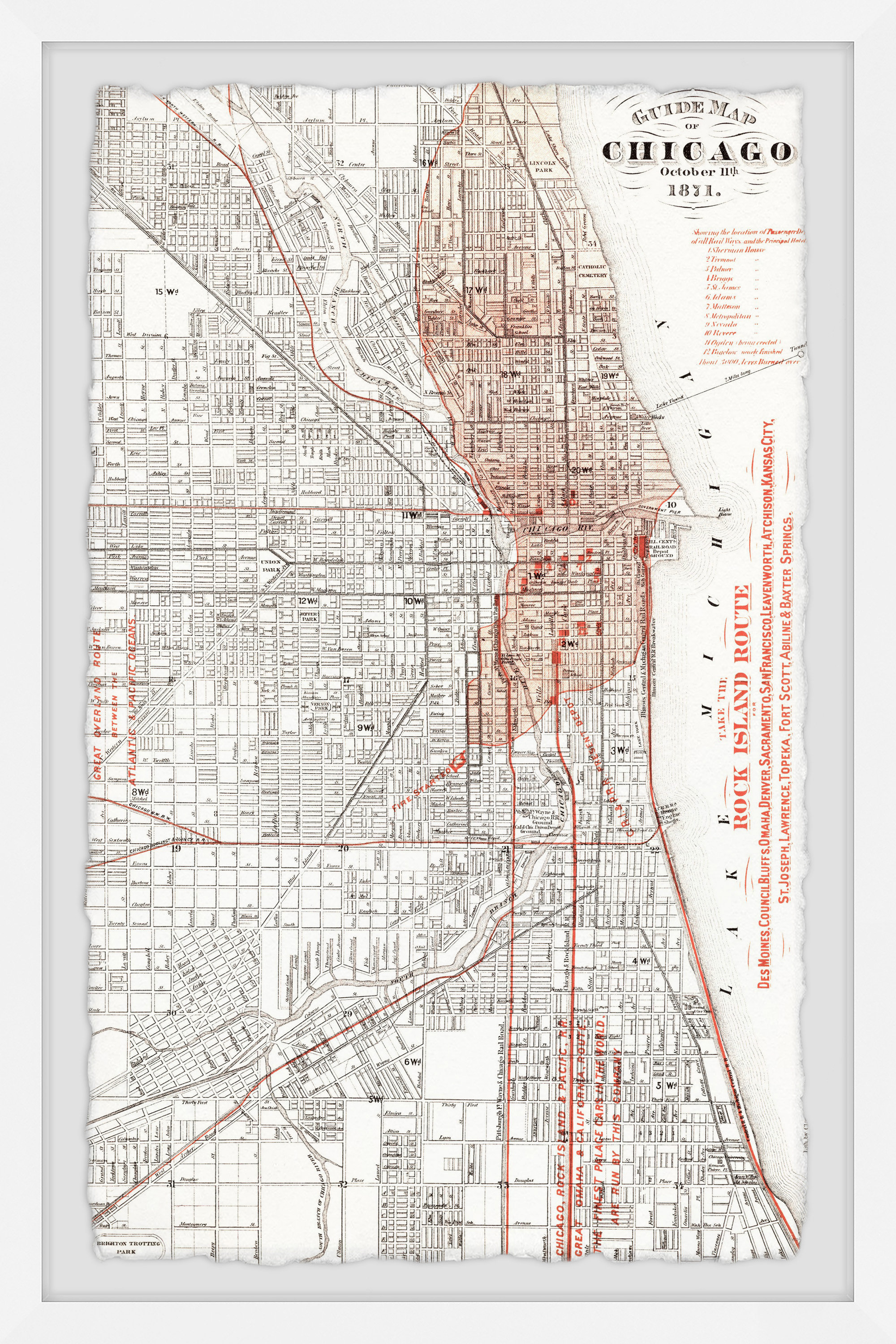 Charlton Home® Map Of Chicago V Framed On Paper Graphic Art | Wayfair