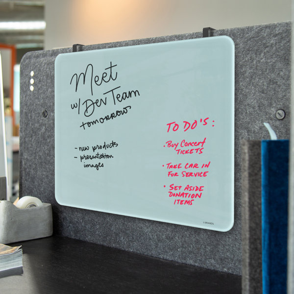 U Brands Cubicle Dry Erase Frosted White Surface Frameless Wall Mounted ...