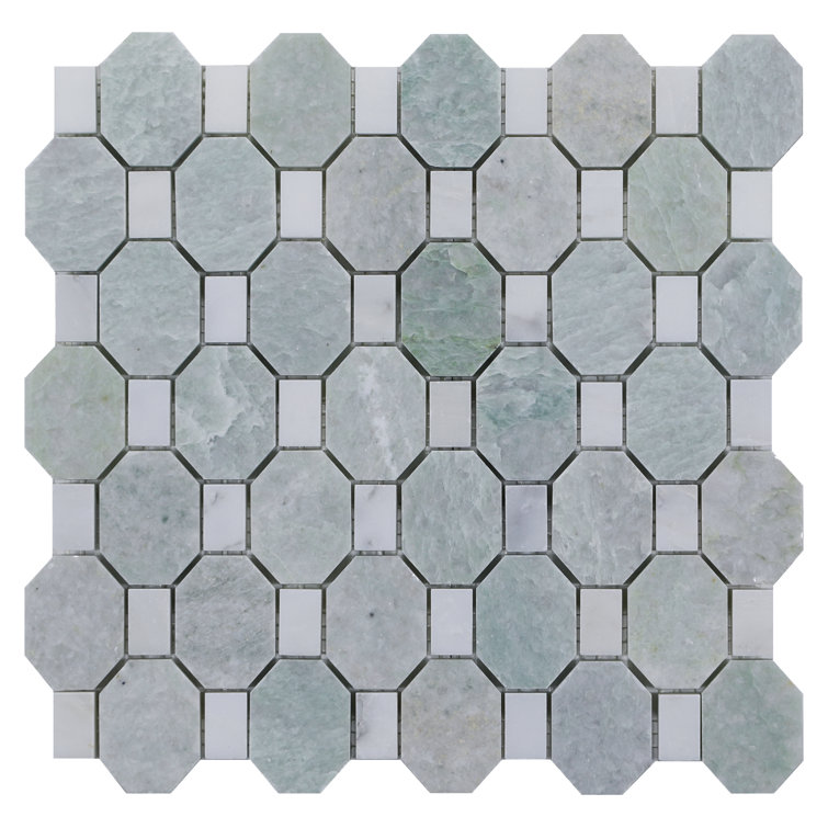 Symple Stuff Adwolf Elongated Octagon Ming Green Marble Mosaic Wall ...