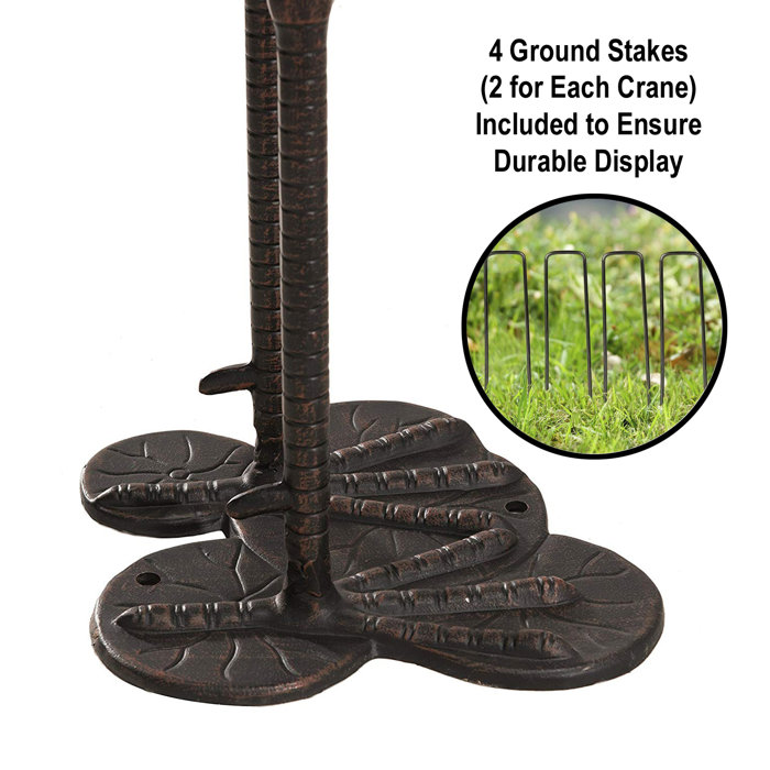 Rosecliff Heights Garden Crane Upright and Preening 2 Piece Statue Set ...