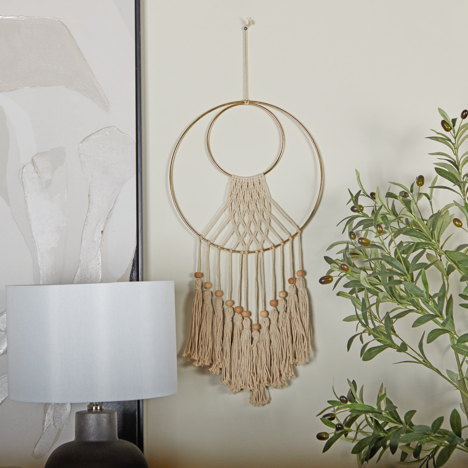 Dakota Fields Handmade Macrame with Beads and Frame Wall Décor | Wayfair