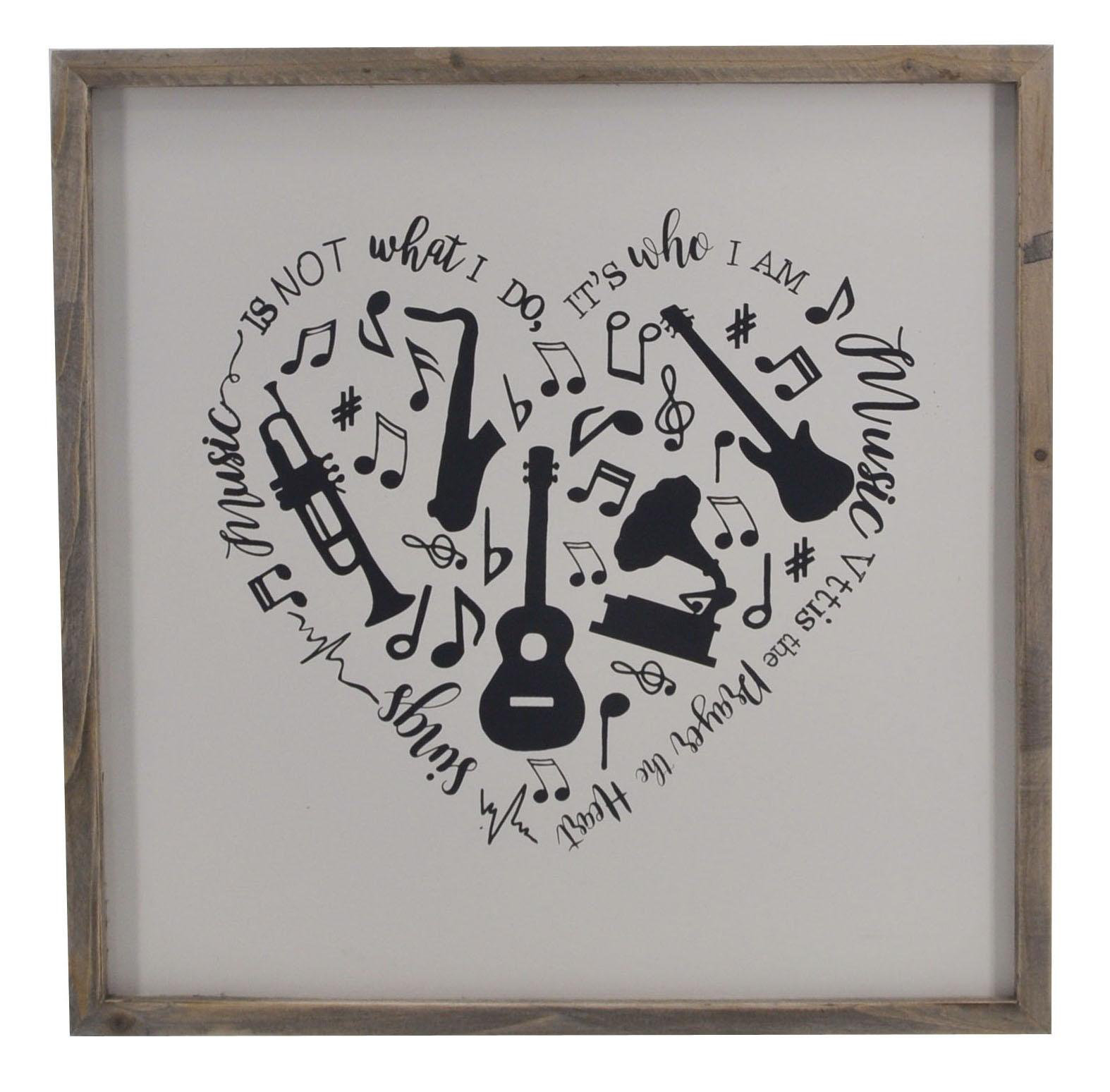 Winston Porter Square Framed Heart Shape Musical Instruments Wall Decor ...