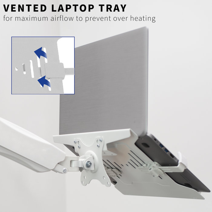 VIvo White Pneumatic Arm Single Laptop Wall Mount | Wayfair