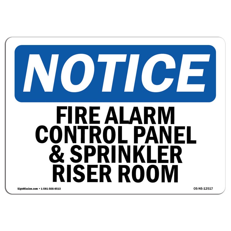 SignMission Fire Alarm Control Panel and Sprinkler Riser Room Sign ...