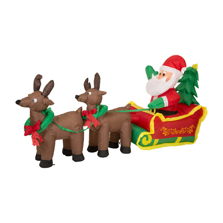 Glitzhome 7FT Christmas Lighted Inflatable Santa Sleigh Decor & Reviews ...