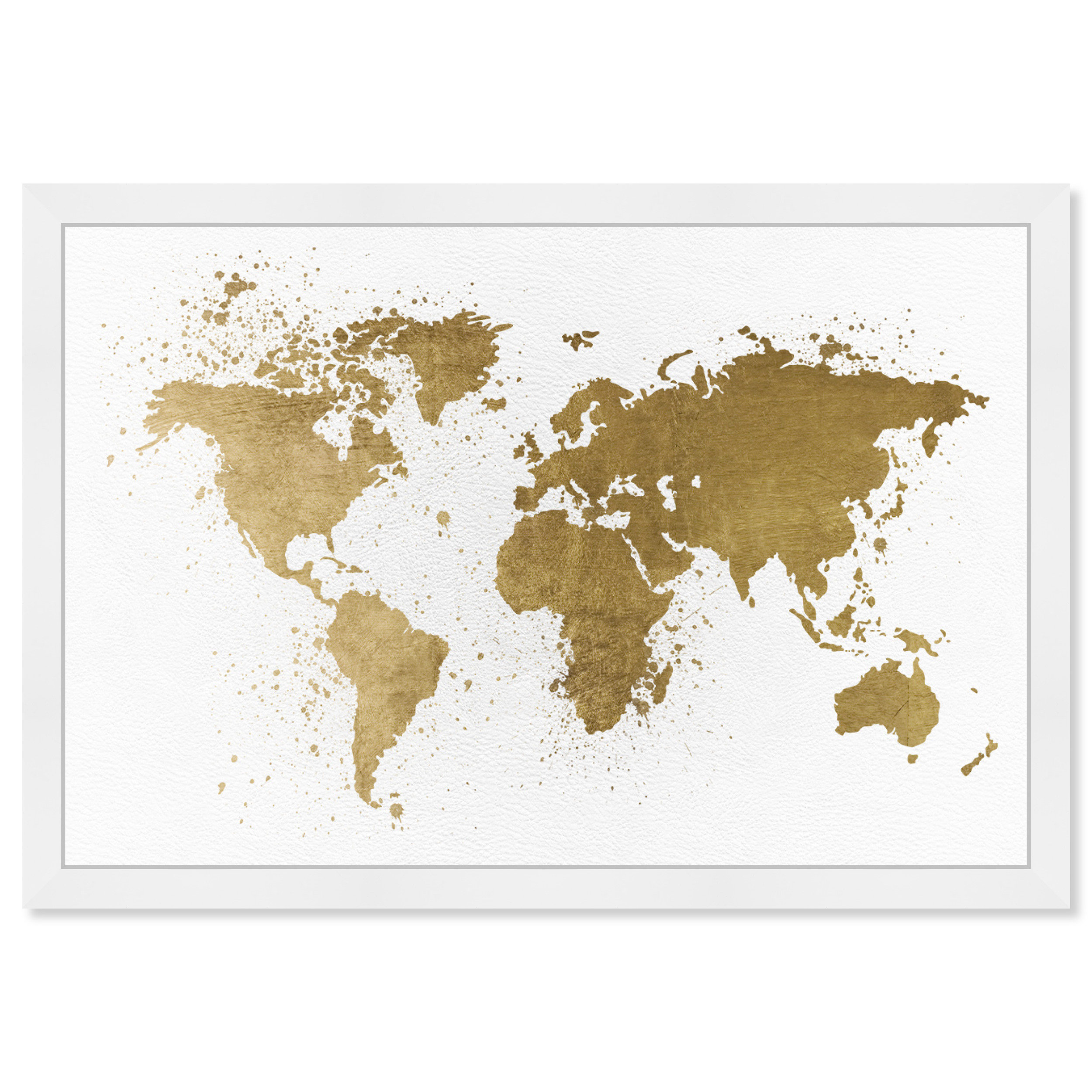 Oliver Gal Gold World Map Leather Metallic Continents Splash Modern ...
