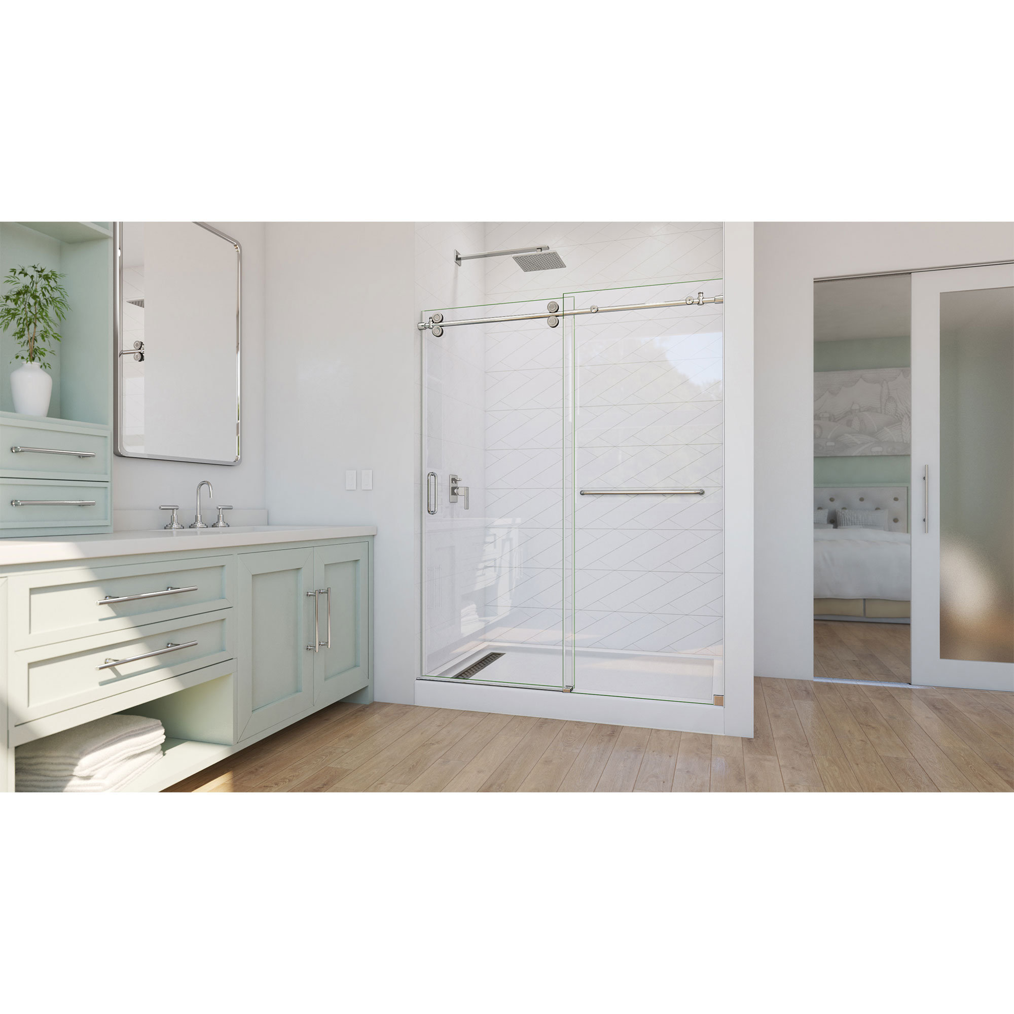 DreamLine 56'' - 60'' W x 76'' H Single Sliding Frameless Shower Door ...