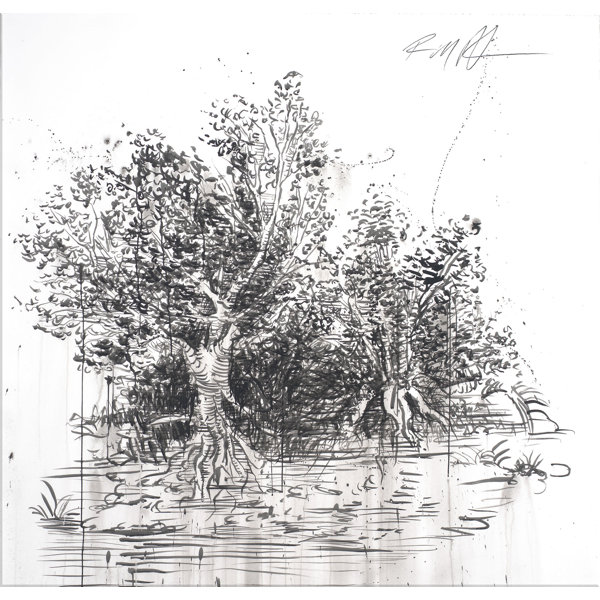 RFA Decor India Ink Tree On Canvas by Robert Robinson Painting | Wayfair