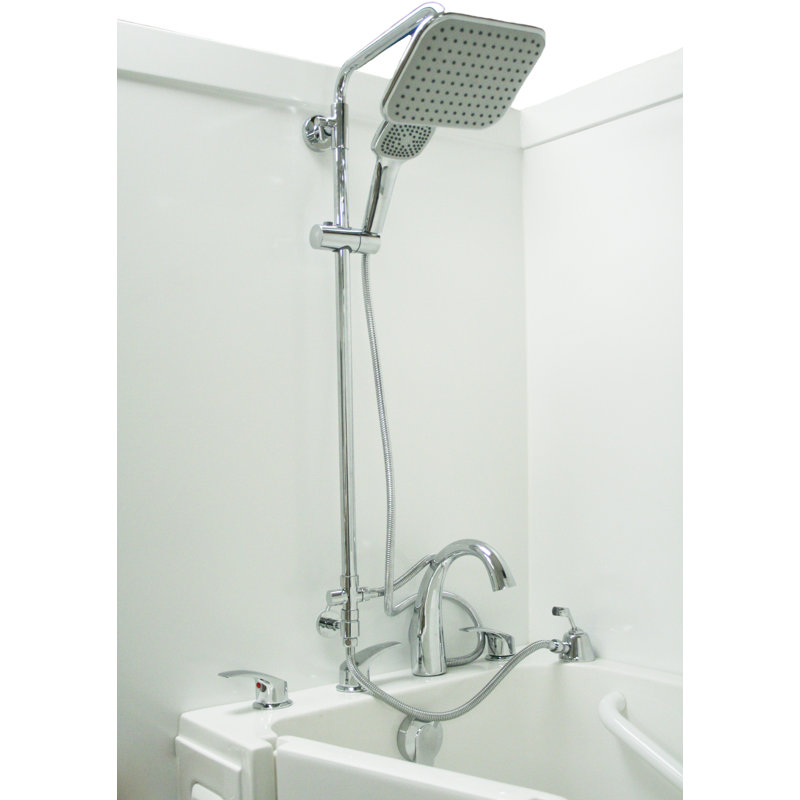 Avora Bath 48'' x 28'' Walk-In Soaking Fiberglass Bathtub with Faucet ...