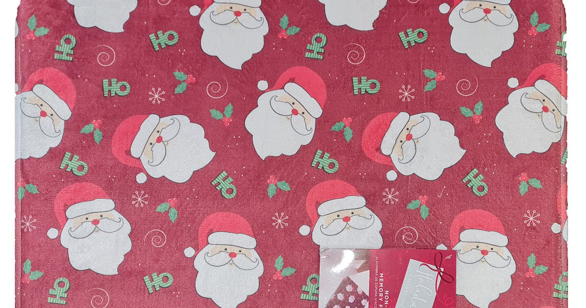 The Holiday Aisle® Ebb Cute Santa Claus on Burgundy Bath Mat | Wayfair