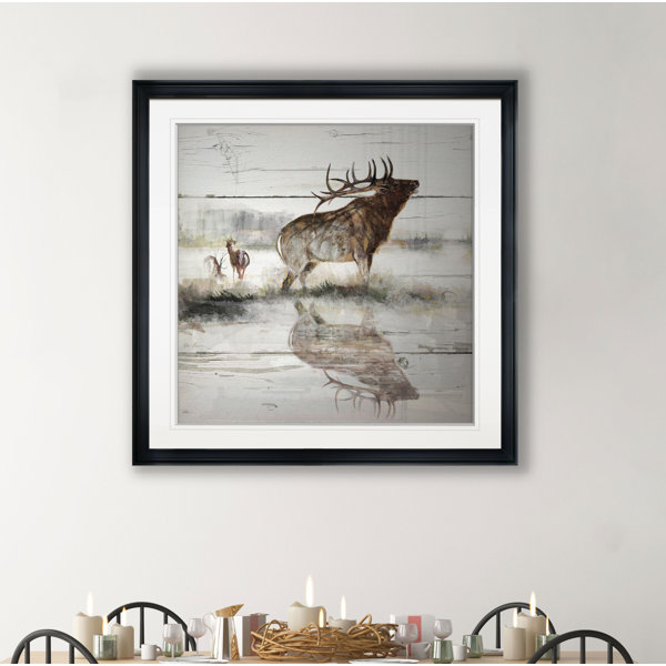 Millwood Pines Rustic Misty Elk - Picture Frame Print | Wayfair