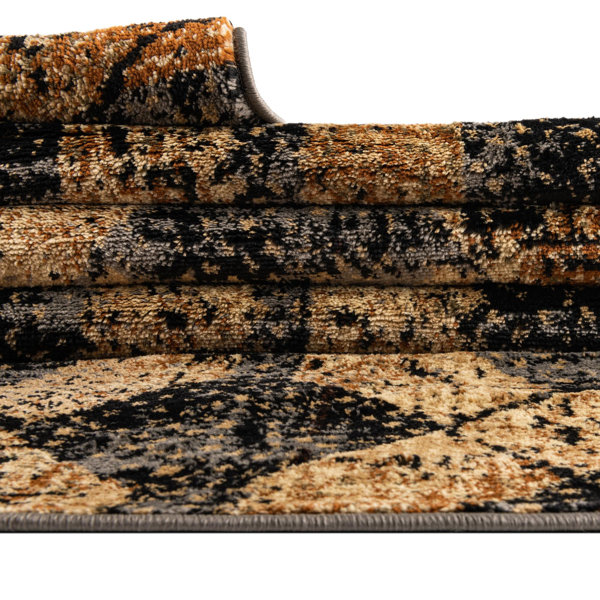 17 Stories Performance Brown/Gray Rug | Wayfair