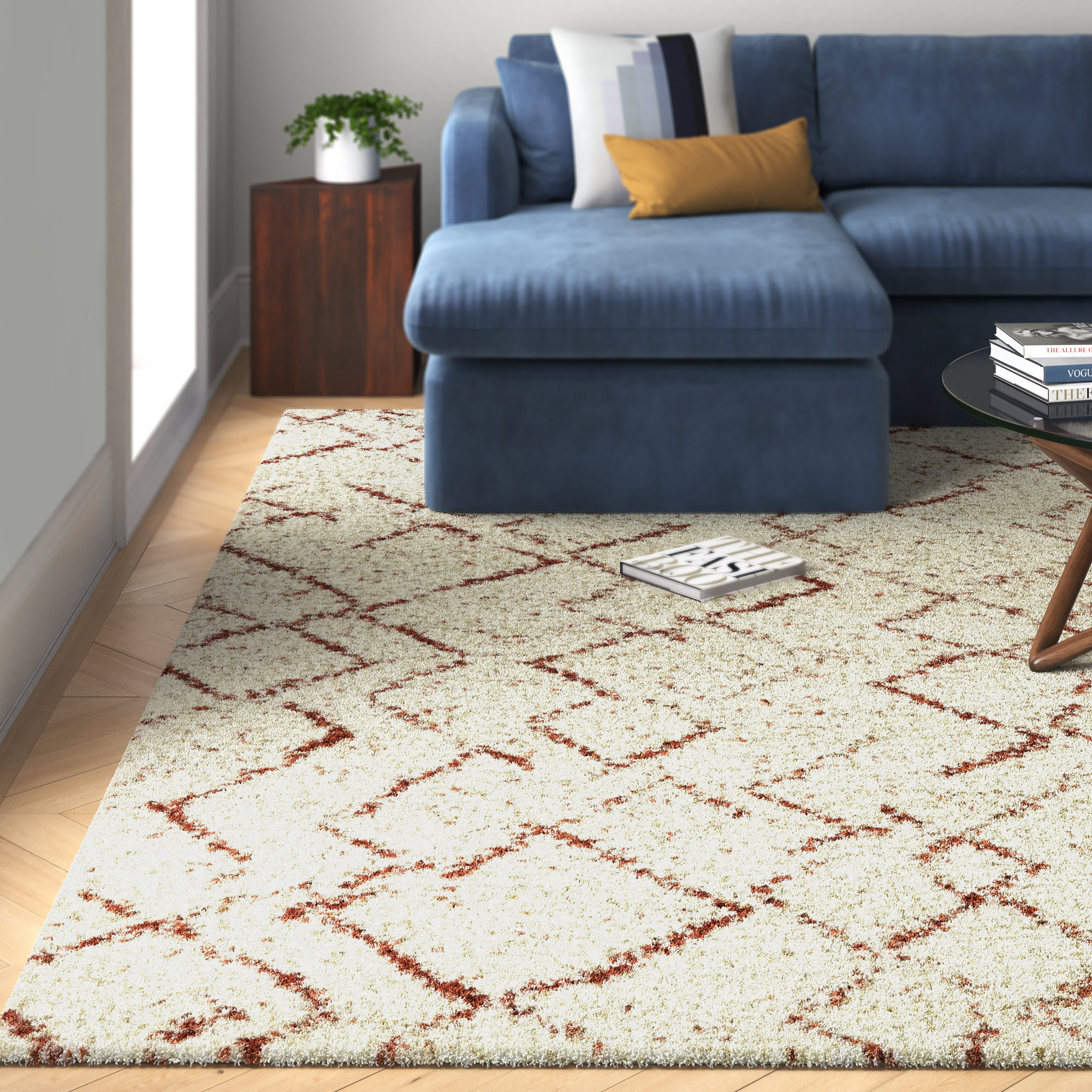 Mercury Row® Politte Performance White/Orange Rug & Reviews | Wayfair
