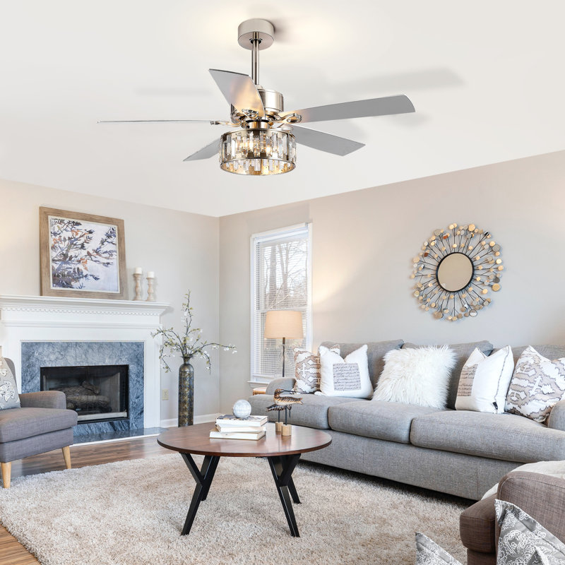 Mercer41 52'' Monson 5-Blade Crystal Indoor Ceiling Fan With Remote ...