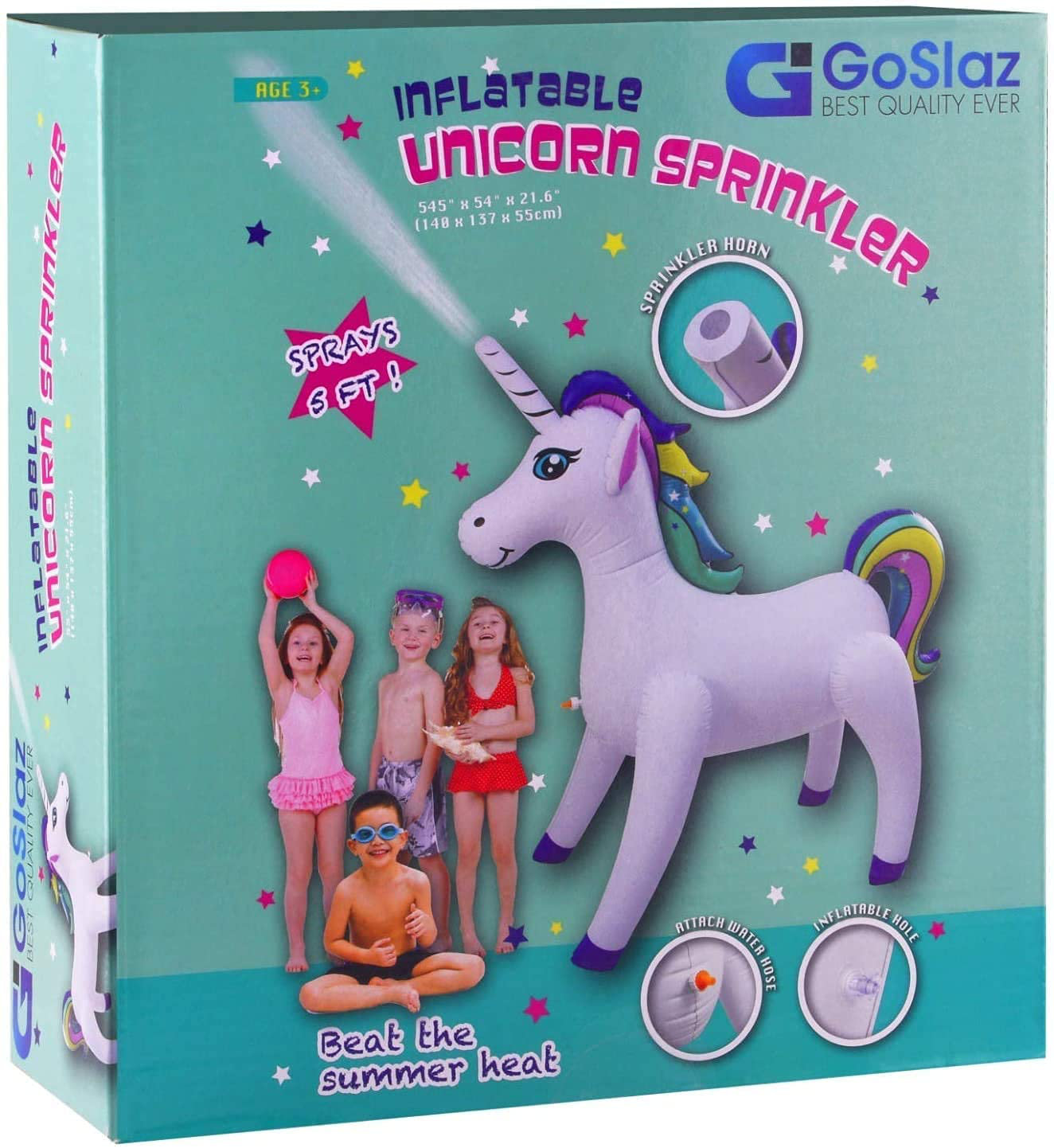 ToyVelt Inflatable Unicorn Sprinkler, Large Yard And Lawn Kids ...