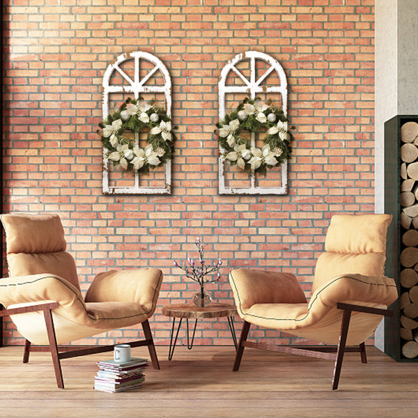 One Allium Way® 2 Piece Rustic Barn Wood Decorative Window Frame Wall ...