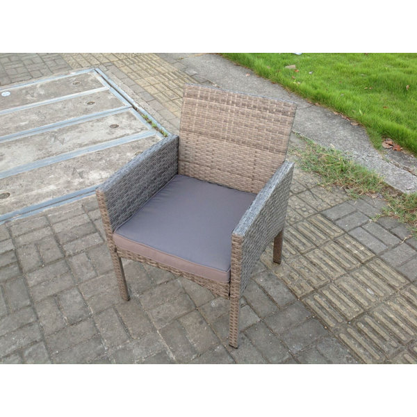 17 Stories Pe Wicker Rattan Grey Garden Arm Chair Patio Outdoor Garden ...