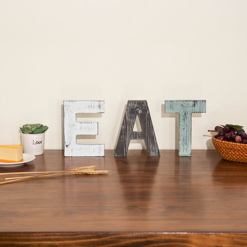 Gracie Oaks 3 Piece EAT Letters Wall Décor Set & Reviews | Wayfair