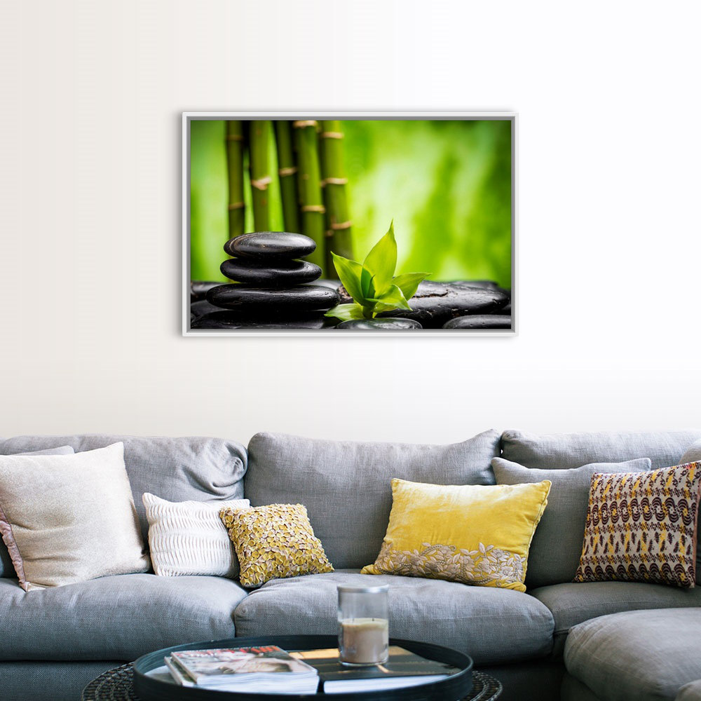 Bayou Breeze Zen Basalt Stones And Bamboo - Floater Frame Photograph on ...