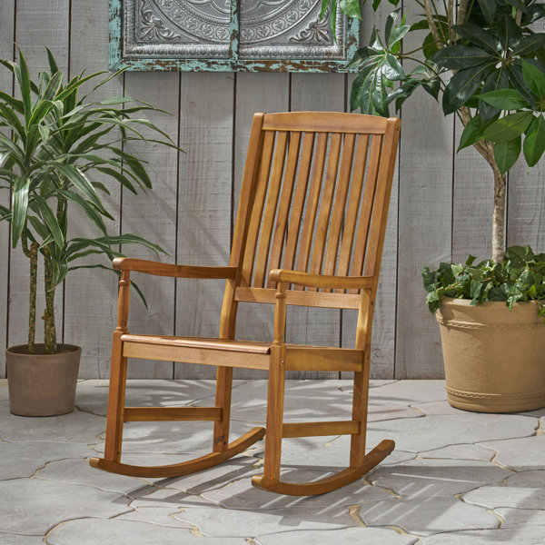 Highland Dunes Outdoor Mccomb Rocking Solid Wood Chair & Reviews | Wayfair