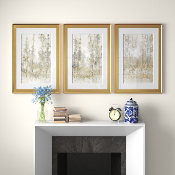 Three Posts™ Thicket Of Trees I - 3 Piece Picture Frame Painting on ...