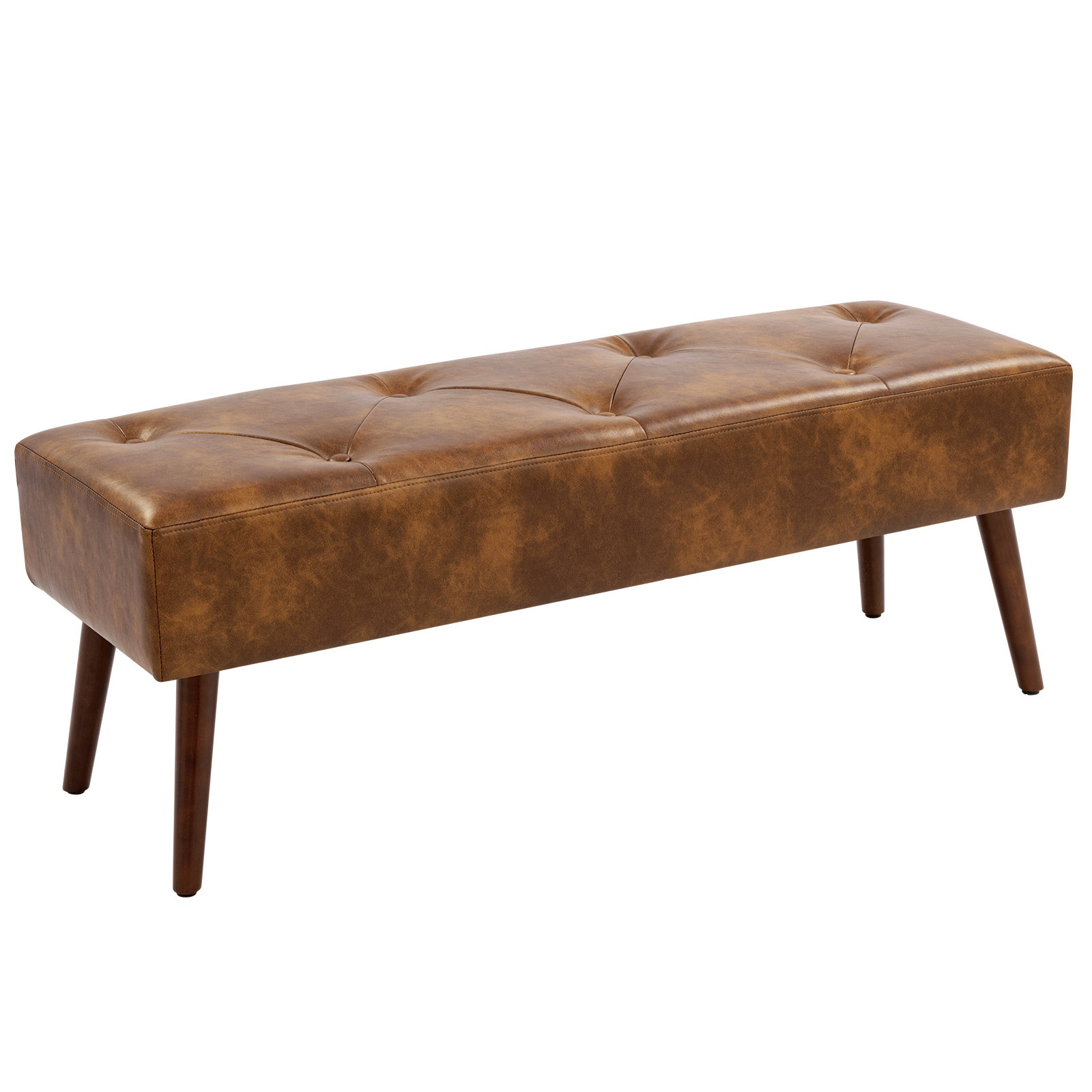 17 Stories Faux Leather Upholstered Bench with Wooden Legs | Wayfair