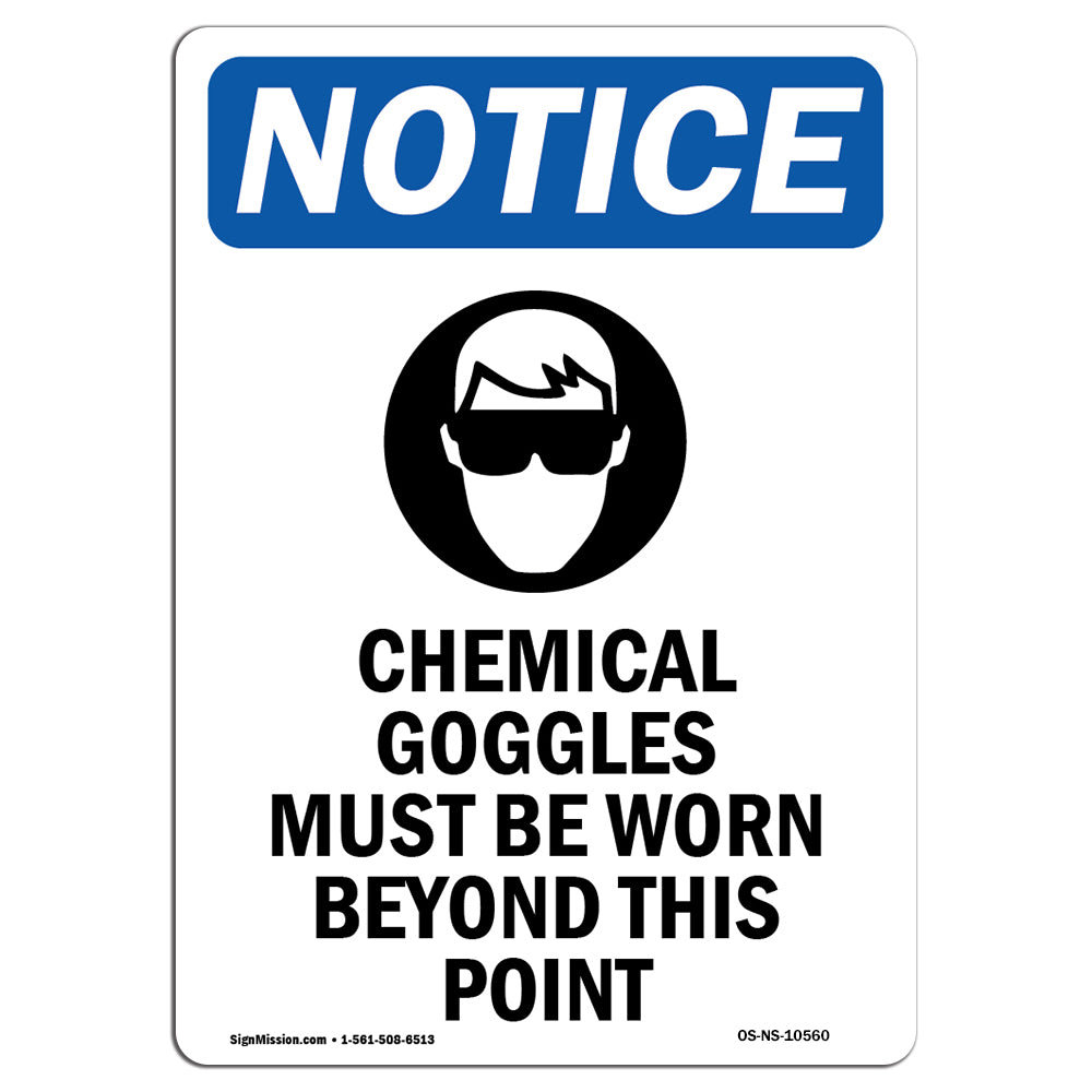 SignMission Osha Notice - Chemical Goggles Must Sign With Symbol | Wayfair