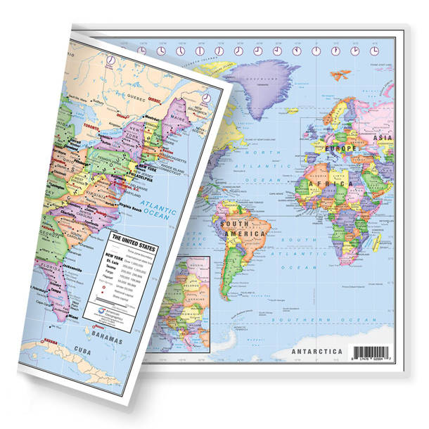 American Geographics Laminated U.S. Map and America Centered World Desk ...
