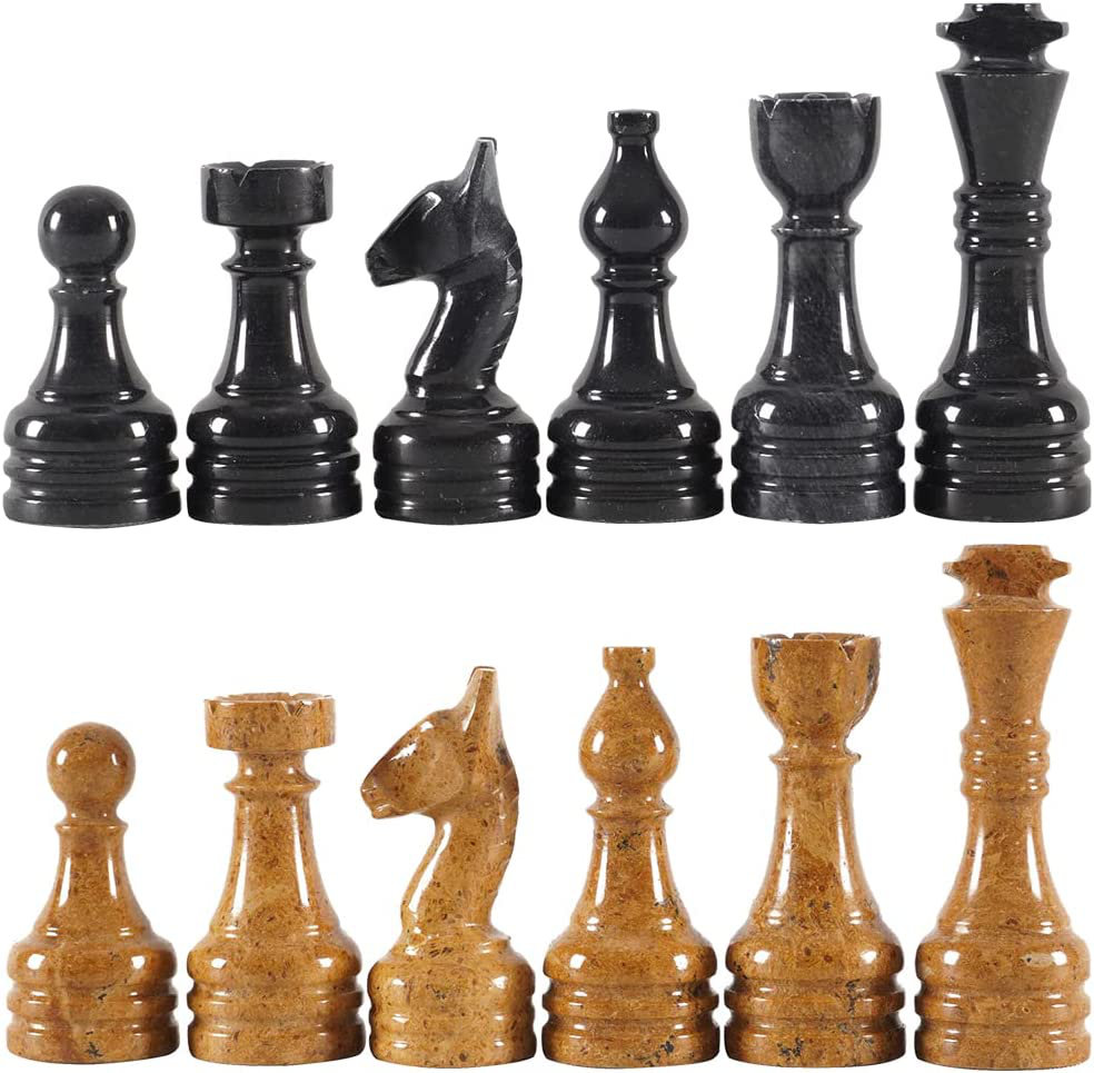 RADICALn Handmade Black/Golden 2 in 1 - Chess and Checkers Set Board ...