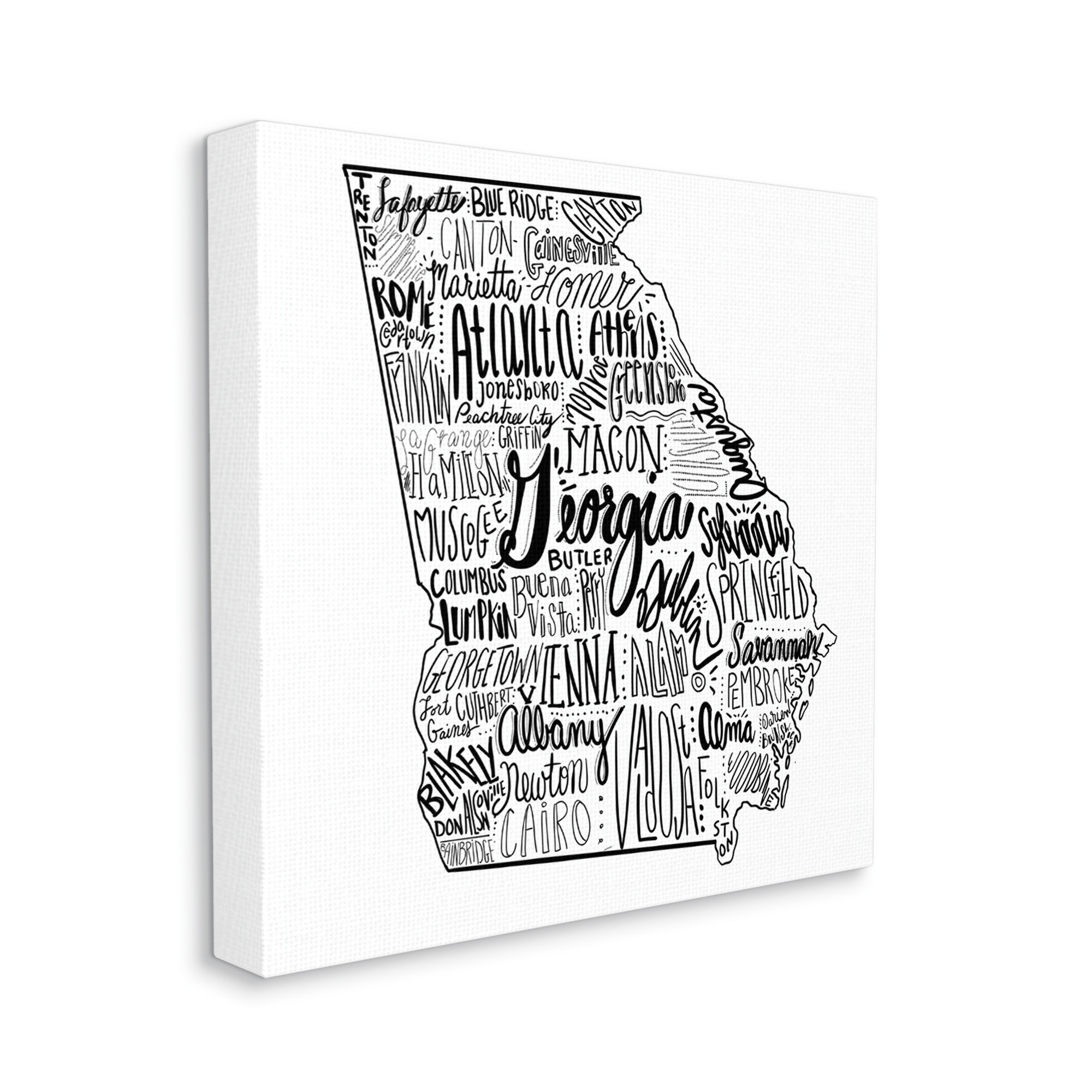 Stupell Industries Georgia State Map Shape City - Wrapped Canvas ...
