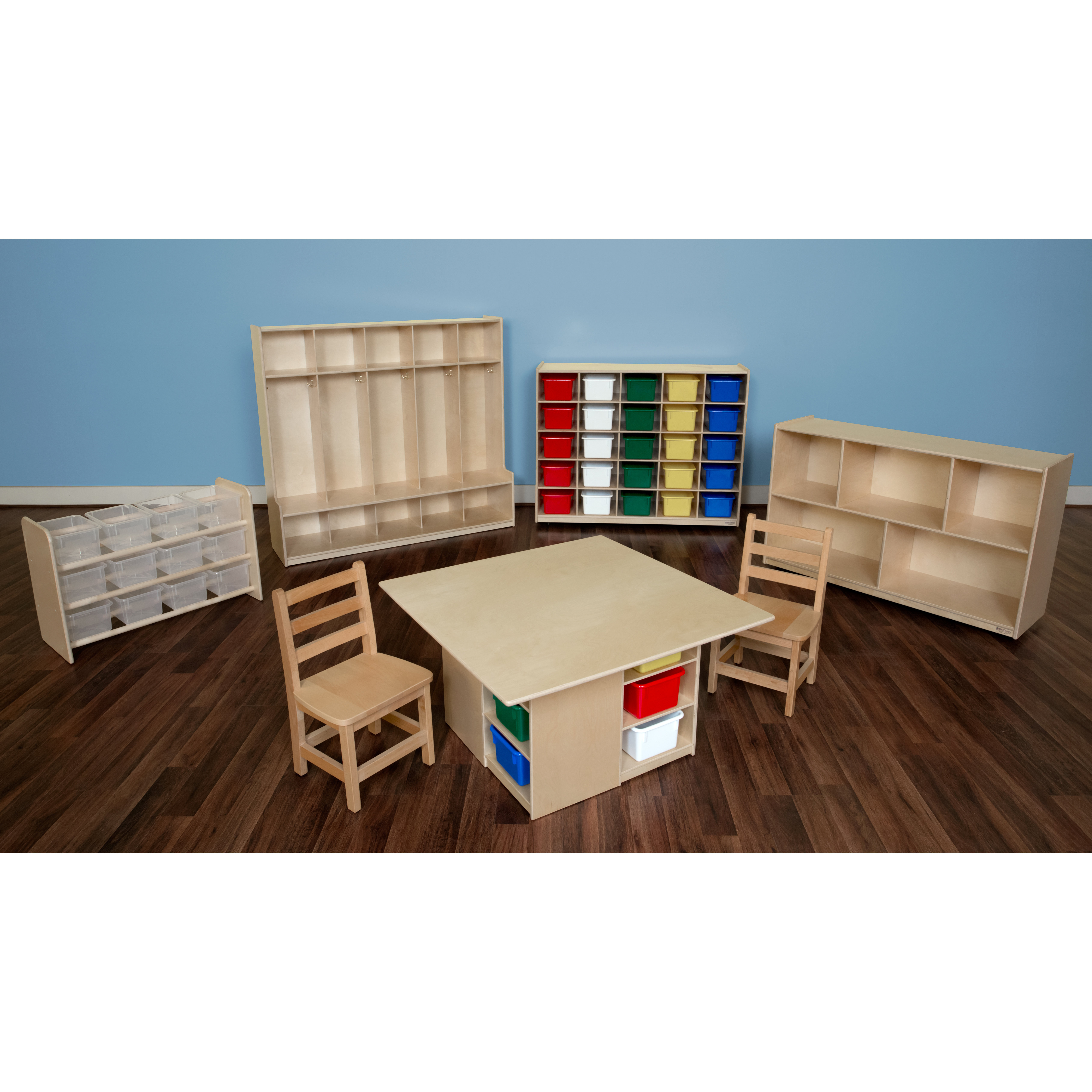 Wood Designs 7 Piece Classroom Double Sided 25 Compartment Shelving ...