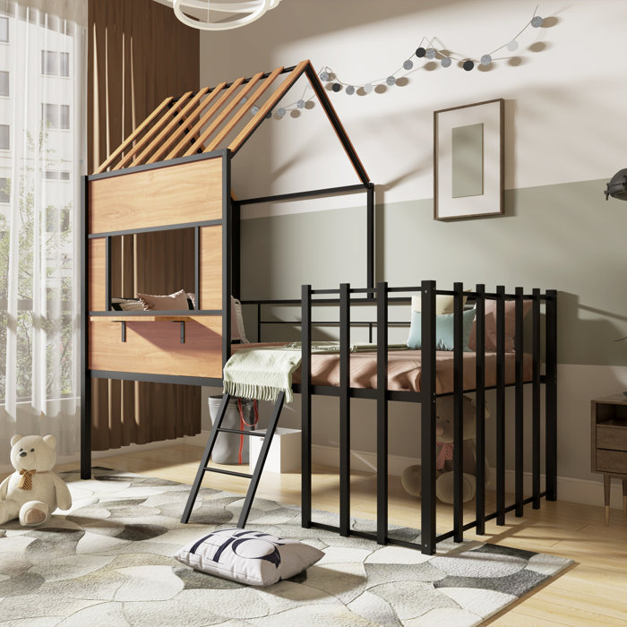 Harper Orchard Notburg Twin Canopy Loft Bed by Harper Orchard | Wayfair