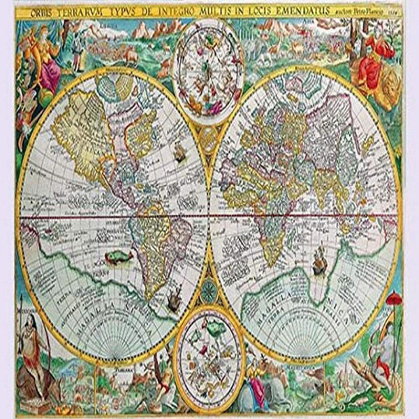 MH Handel World Map Gallery Wrapped Canvas Print, 44" X 66" Wrapped ...