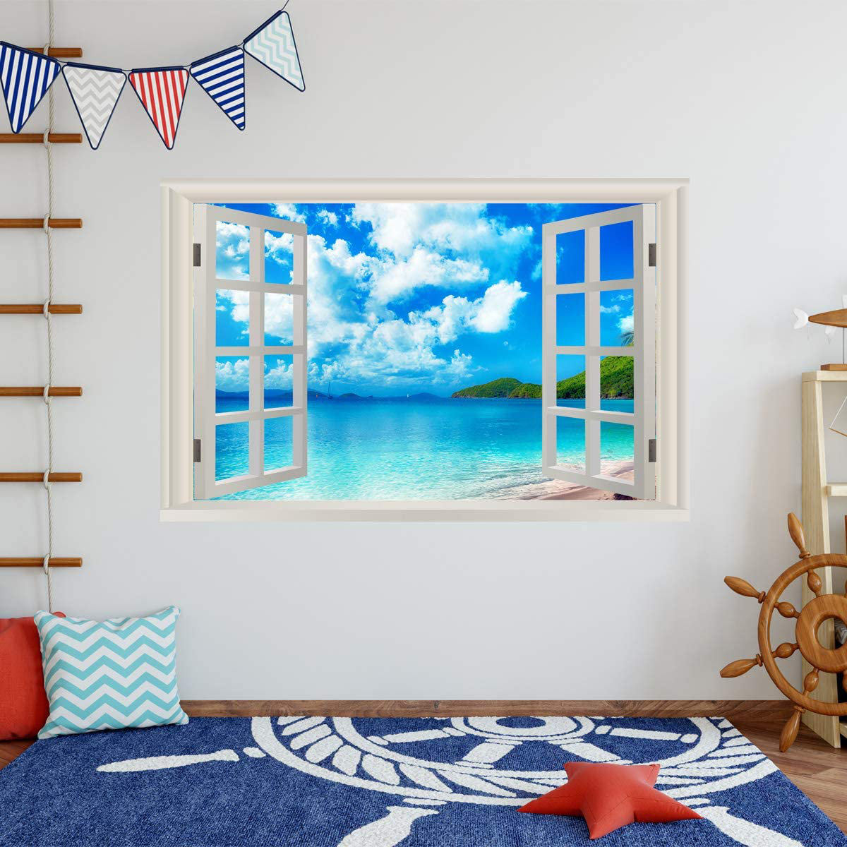 East Urban Home Tropical Beach 3D Wall Decal & Reviews | Wayfair