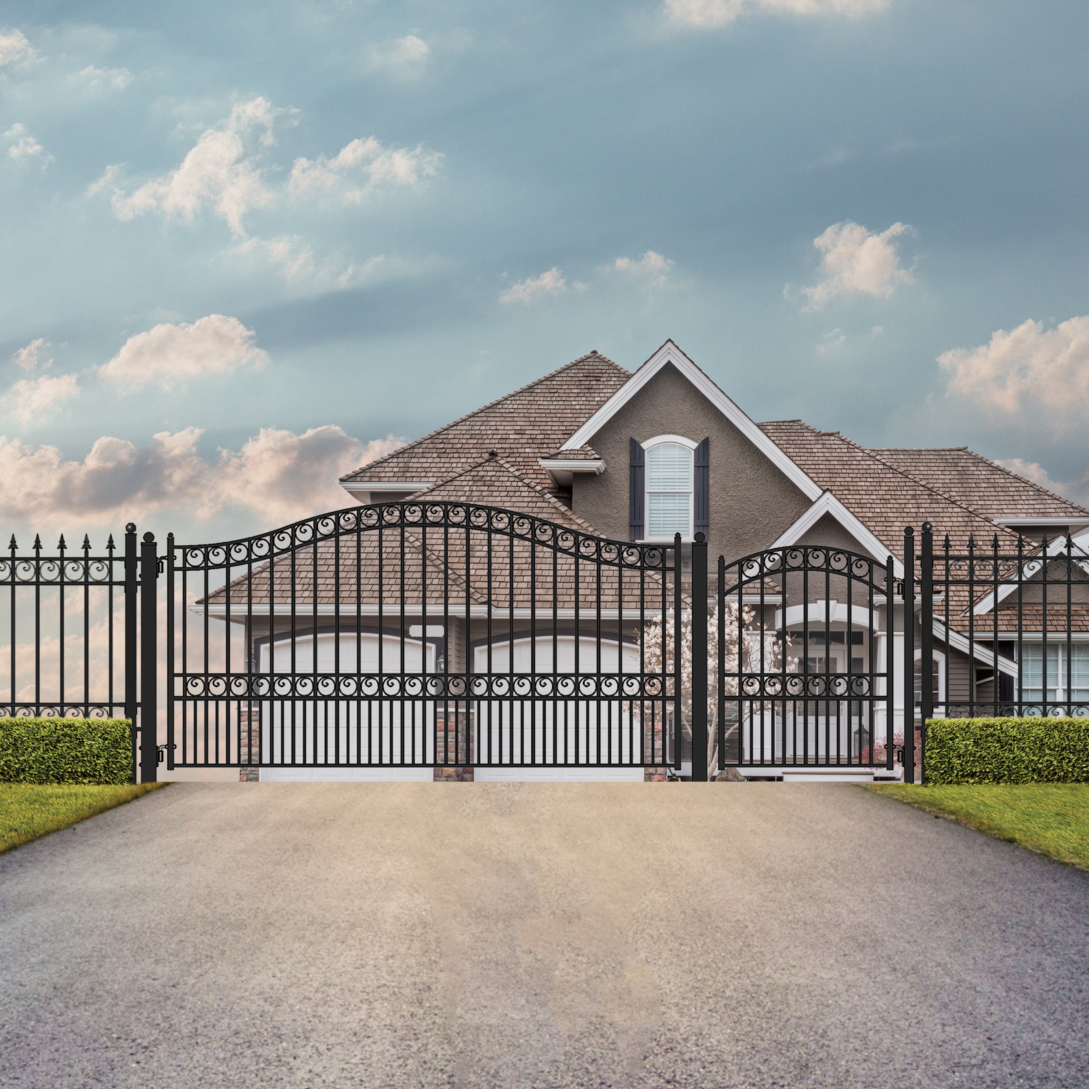ALEKO Paris Steel Single Swing Driveway Gate with Pedestrian Gate | Wayfair
