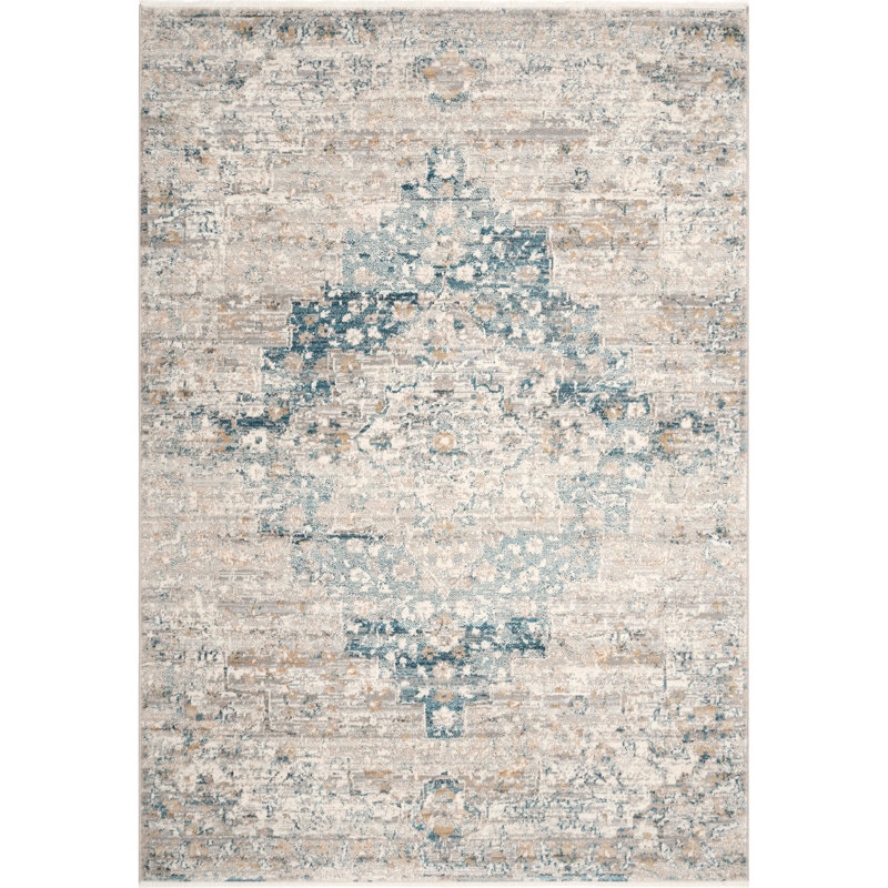 Ophelia & Co. Eugen Performance Beige/Blue Rug & Reviews | Wayfair
