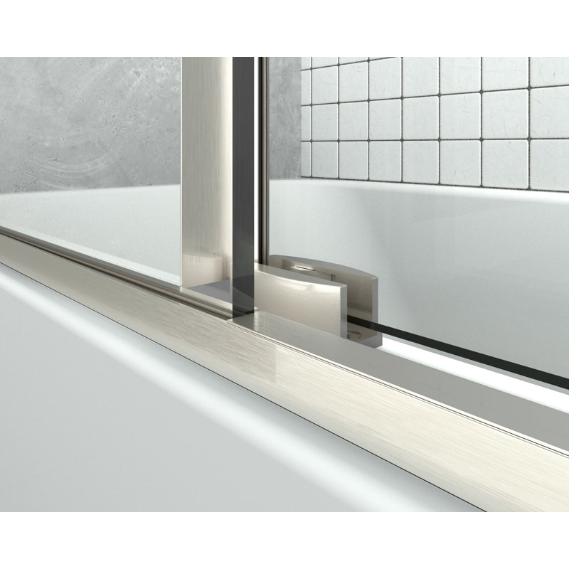 CKB 55'' - 59'' W x 60'' H Single Sliding Frameless Tub Door with Clear ...