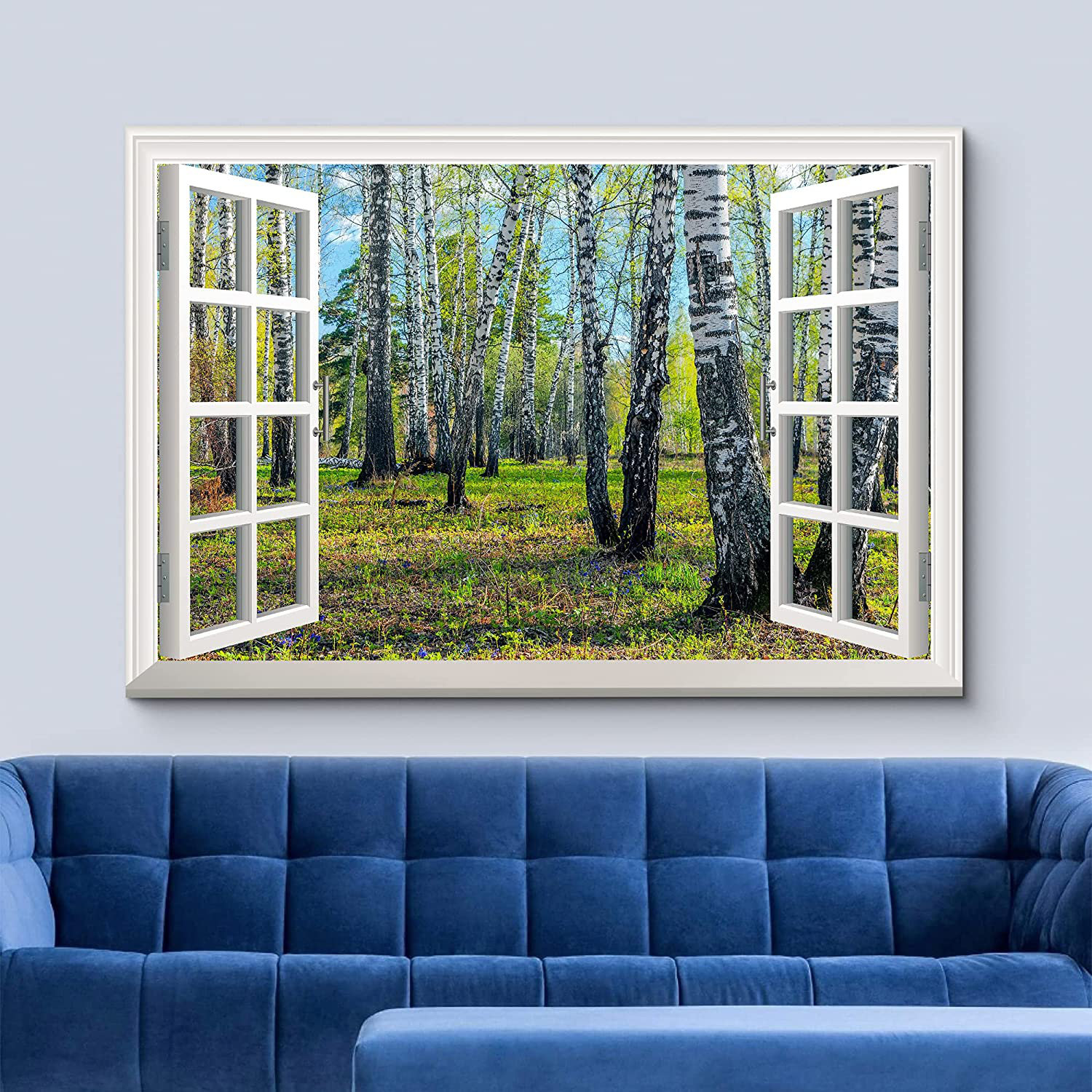 IDEA4WALL Window Scenery Spring Forest - Wrapped Canvas Print | Wayfair