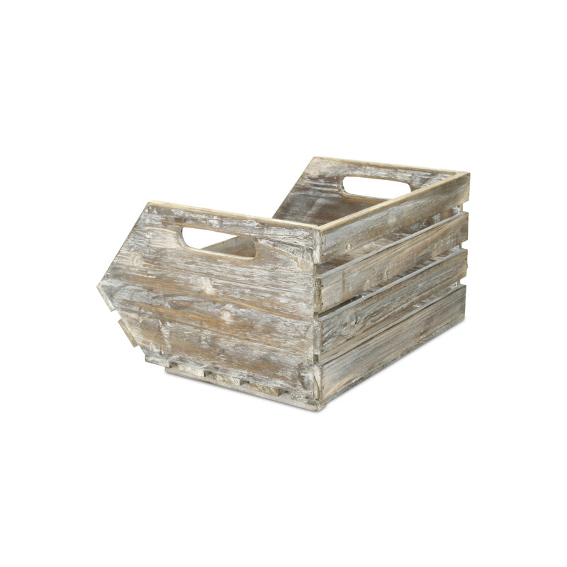 Millwood Pines Slat Stackable Storage Solid Wood Crate & Reviews | Wayfair