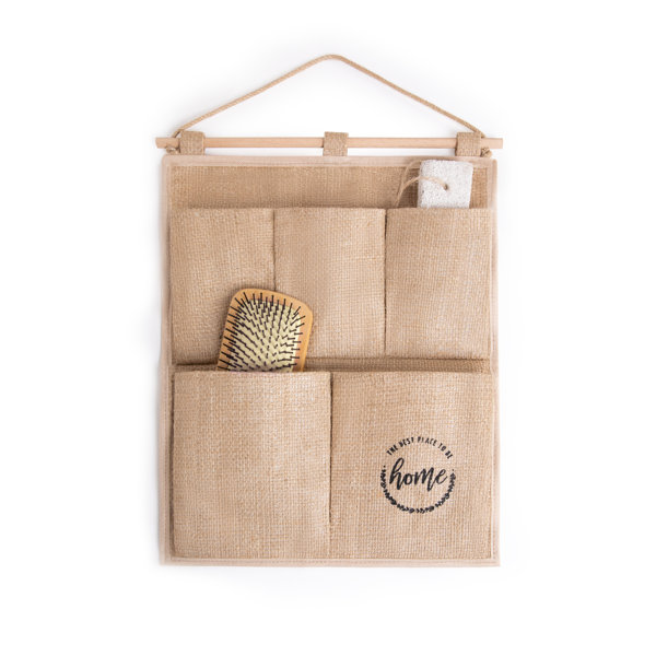 Ocean Home Textile Natural Jute Hanging Organizer with Pockets, Wall ...