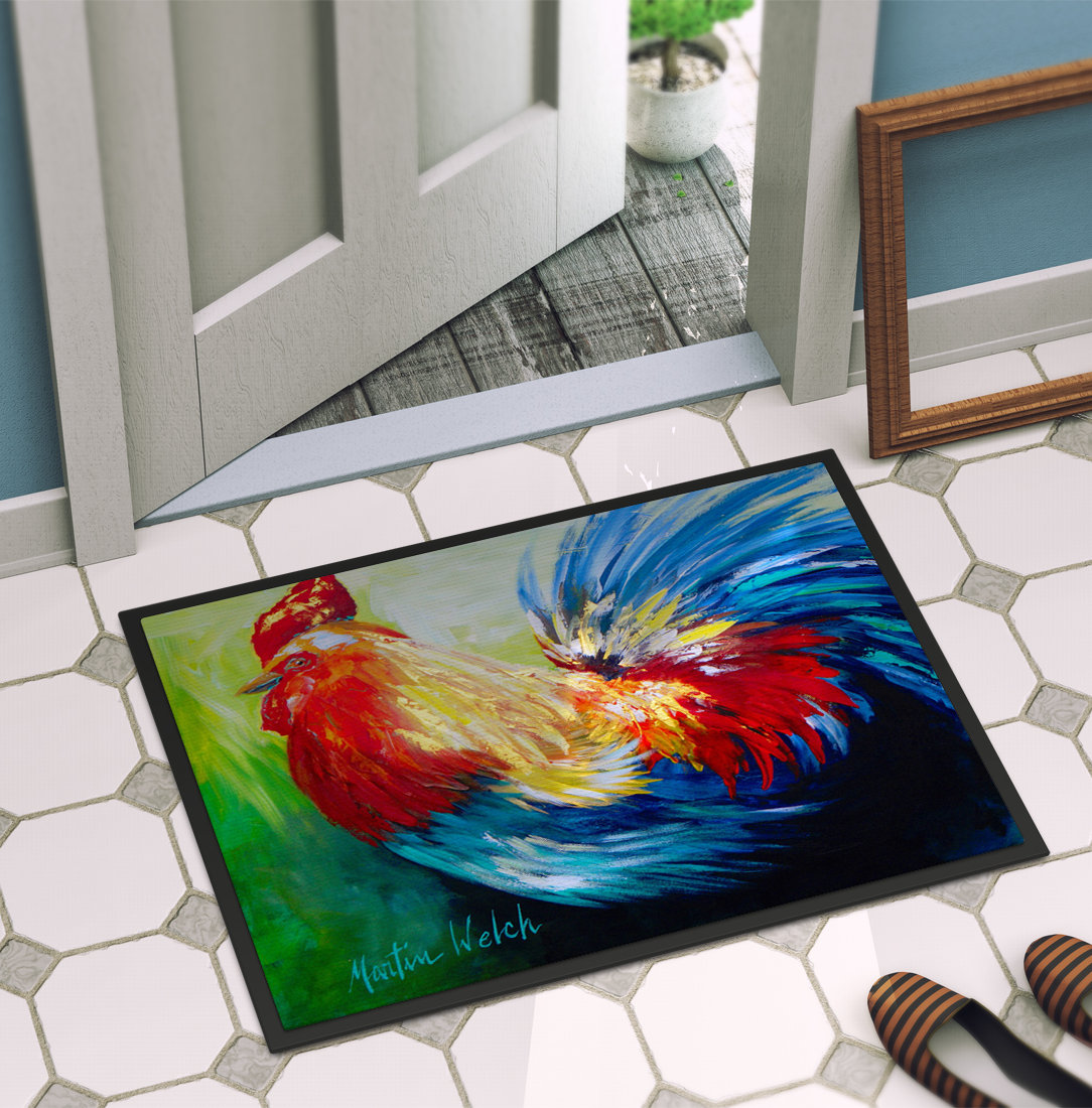 August Grove® Jaiden Rooster Chief Big Feathers Bird Non-Slip Indoor ...