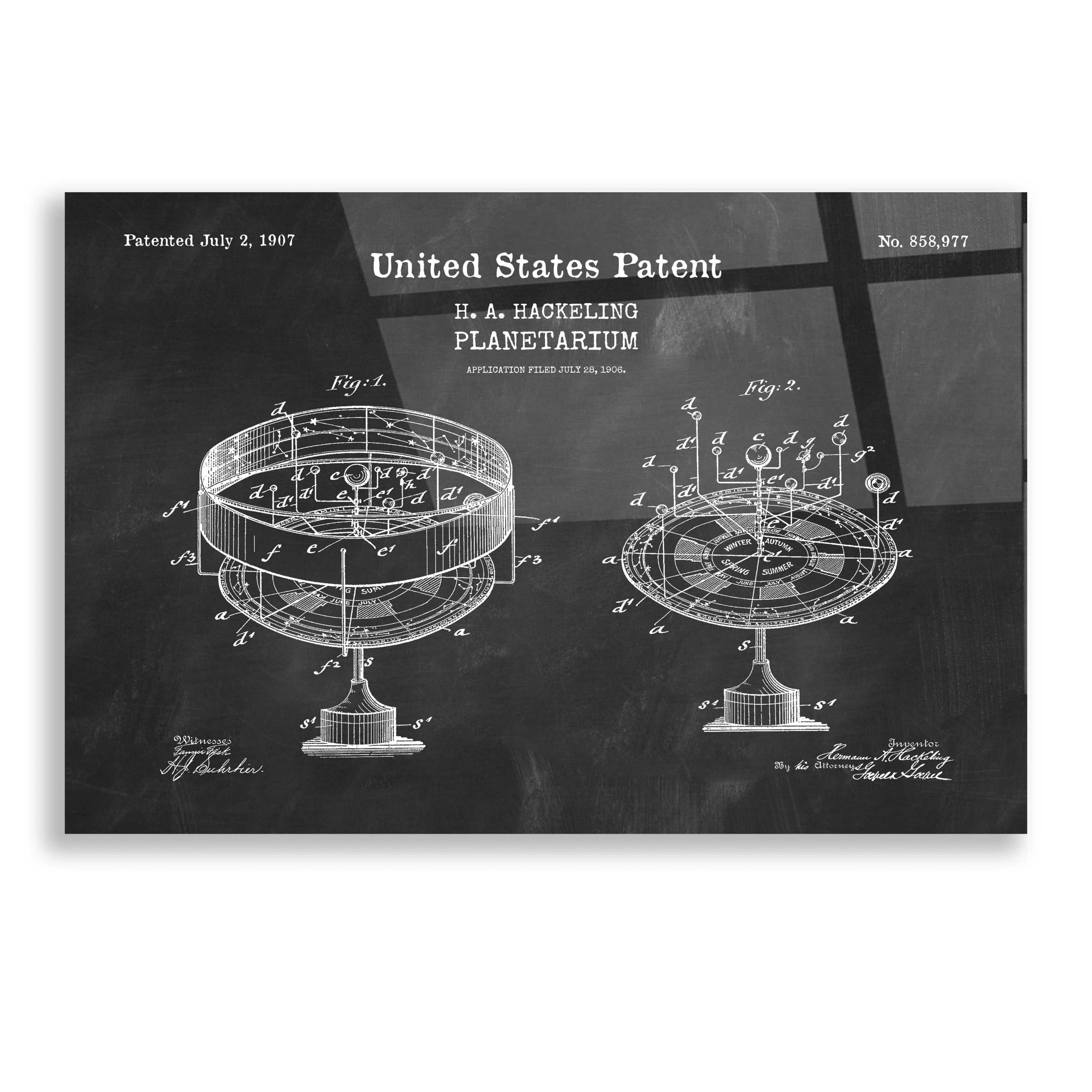 17 Stories Planetarium Blueprint Patent Chalkboard - Graphic Art on ...
