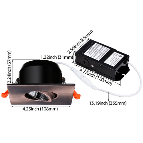 TORCHSTAR 3" LED Gimbal Led Recessed Light with JBox, Adjustable ...