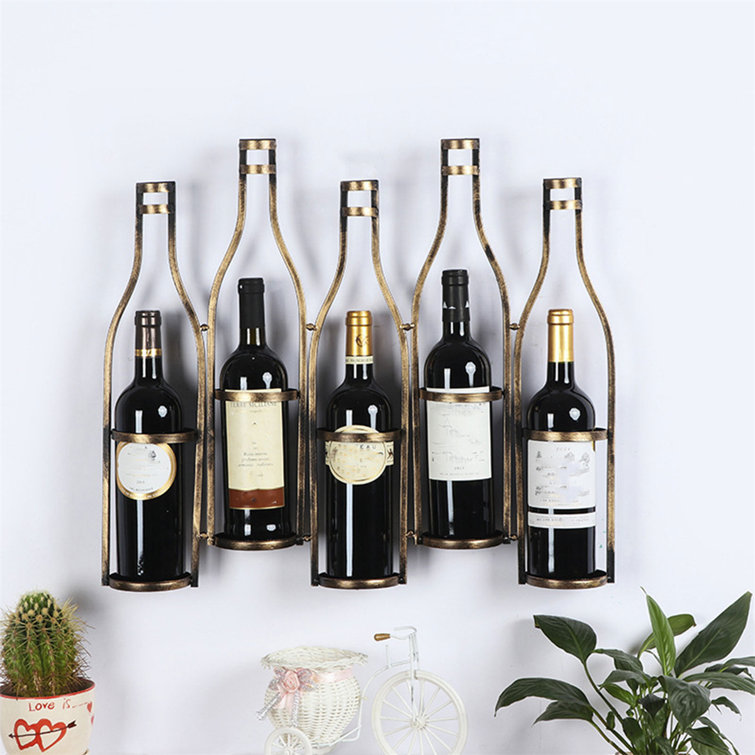 17 Stories Knolan 5 Bottle Wall Mounted Wine Bottle Rack in Bronze ...