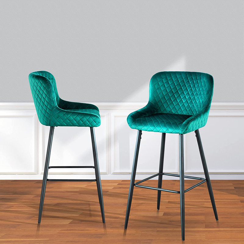 Sinda Funiture Luxury Velvet Bar Stools Bar Height, Set Of 2, 30 Inches ...