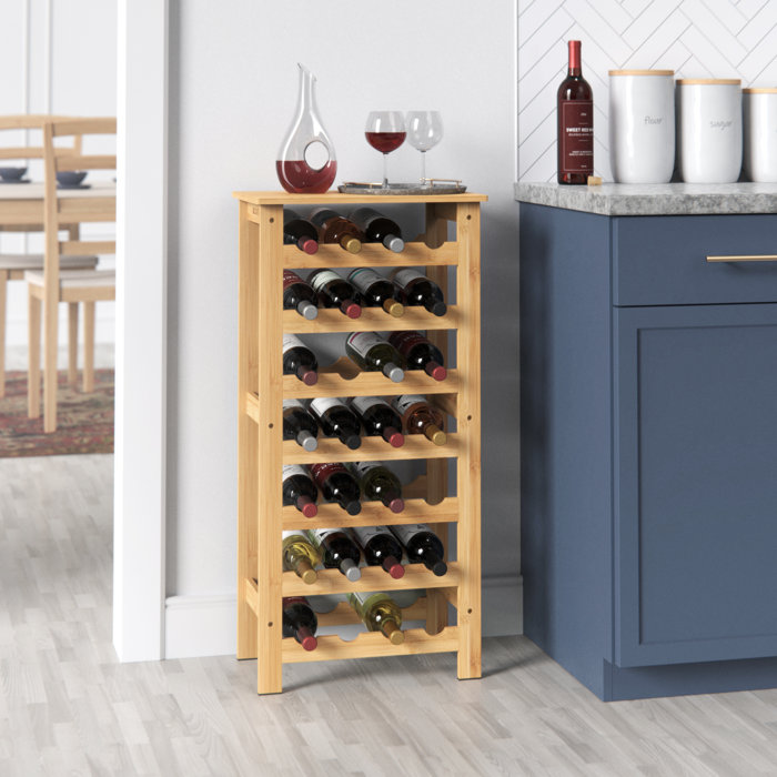 ClosetMaid 28 Bottle Solid Wood Floor Wine Bottle Rack in Brown ...