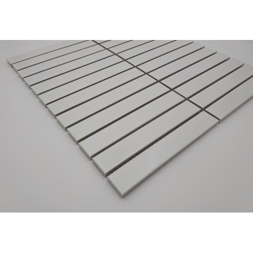 TheMosaicFactory 6" x 1" Straight Edge Porcelain Grid Mosaic Sheet Tile ...