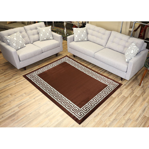 World Menagerie Greek Key Meander Bordered Area Rug | Wayfair