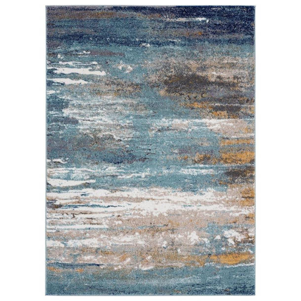 17 Stories Elrosa Performance Blue/Gray/Brown Rug | Wayfair